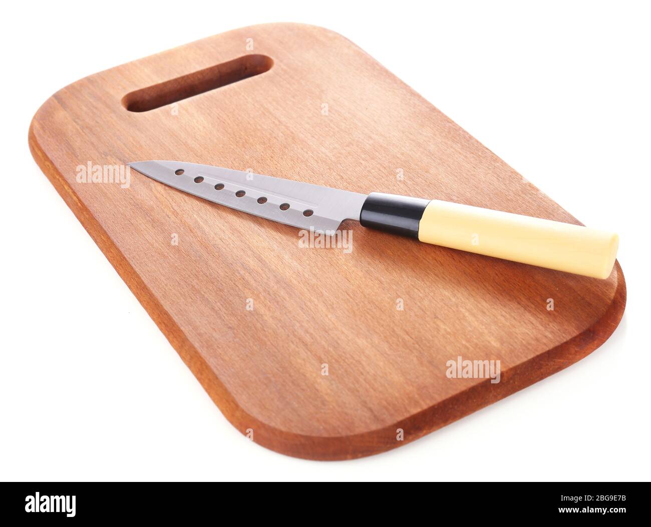 Kitchen knife and wooden cutting board ,isolated on white Stock Photo ...
