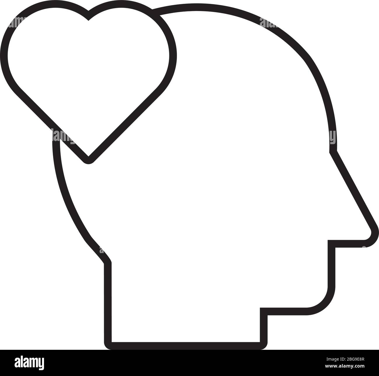 human profile with heart solidarity line style Stock Vector Image & Art ...