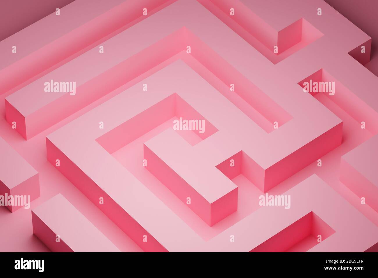 3D rendering. Pink volumetric maze. Geometric pattern. Abstract ...