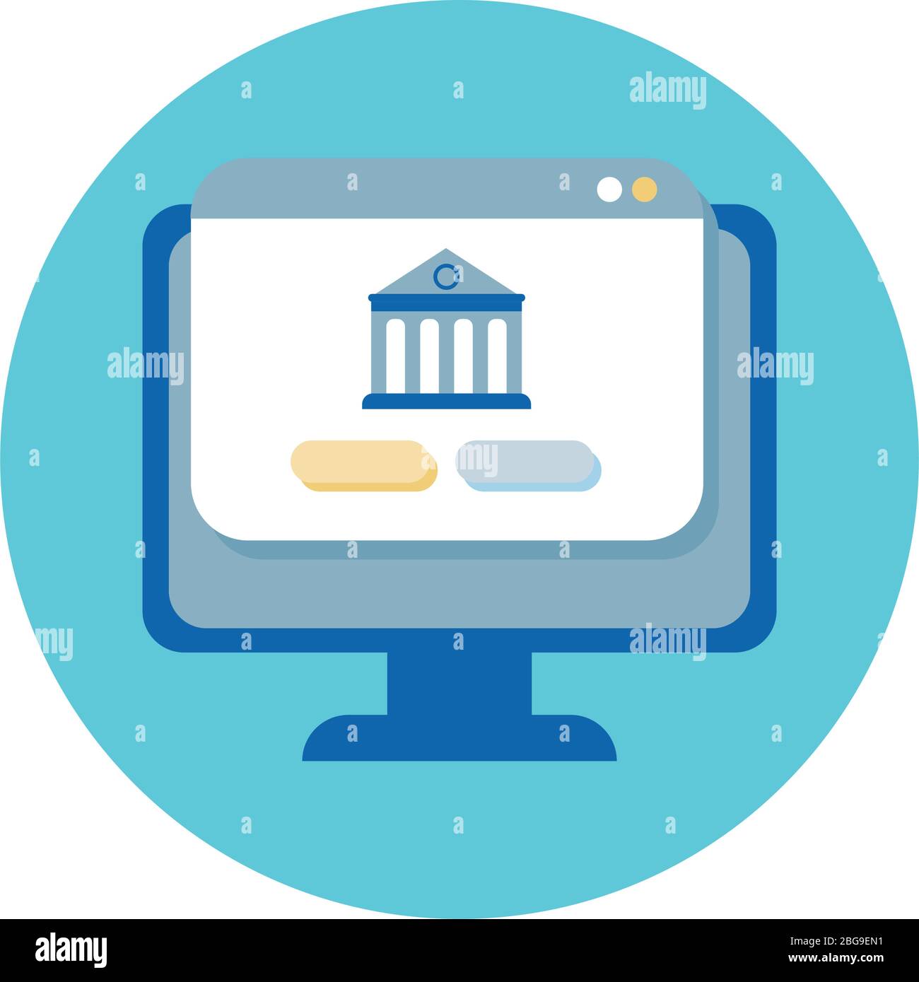 desktop with bank building in webpage block style Stock Vector Image ...