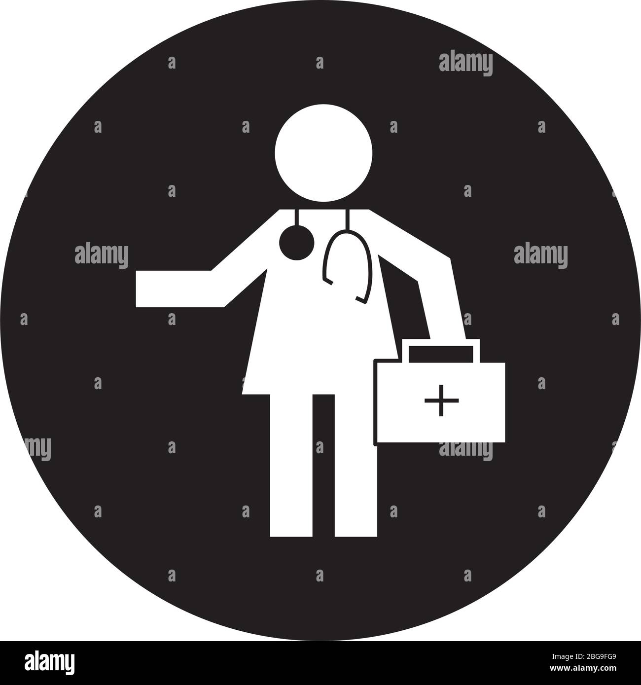 human figure doctor with kit health pictogram block style Stock Vector ...
