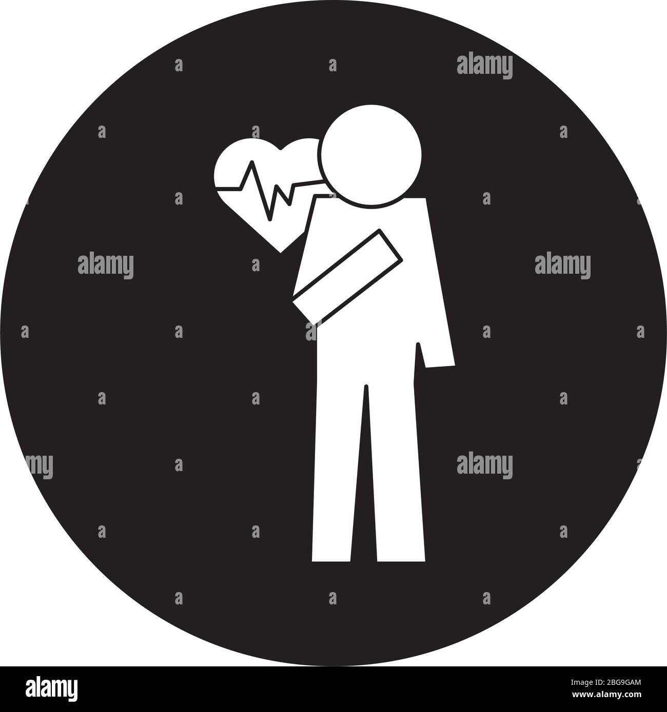 human figure with heart cardio health pictogram block style Stock ...