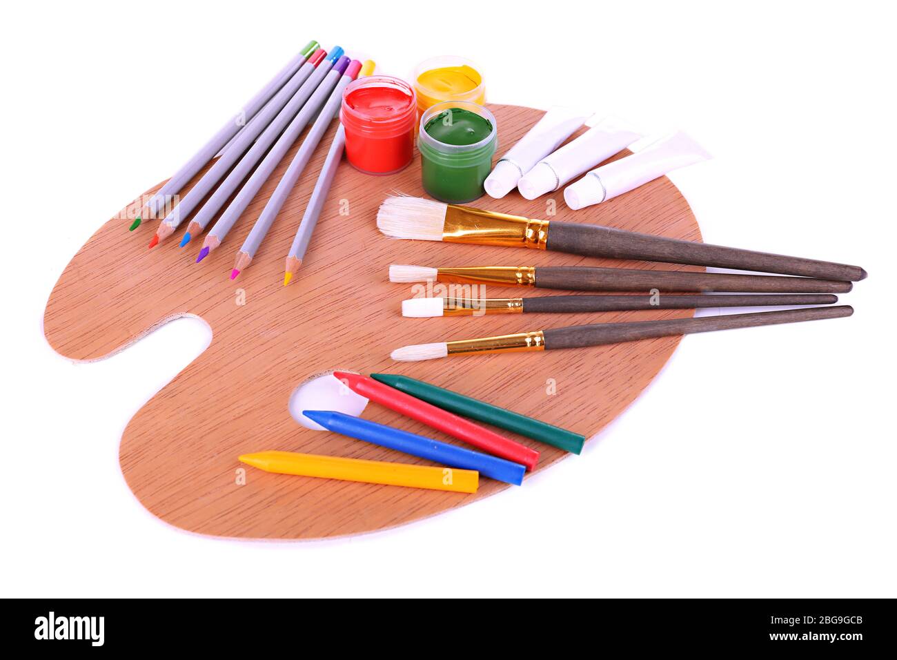 Composition of various creative tools isolated on white Stock Photo - Alamy