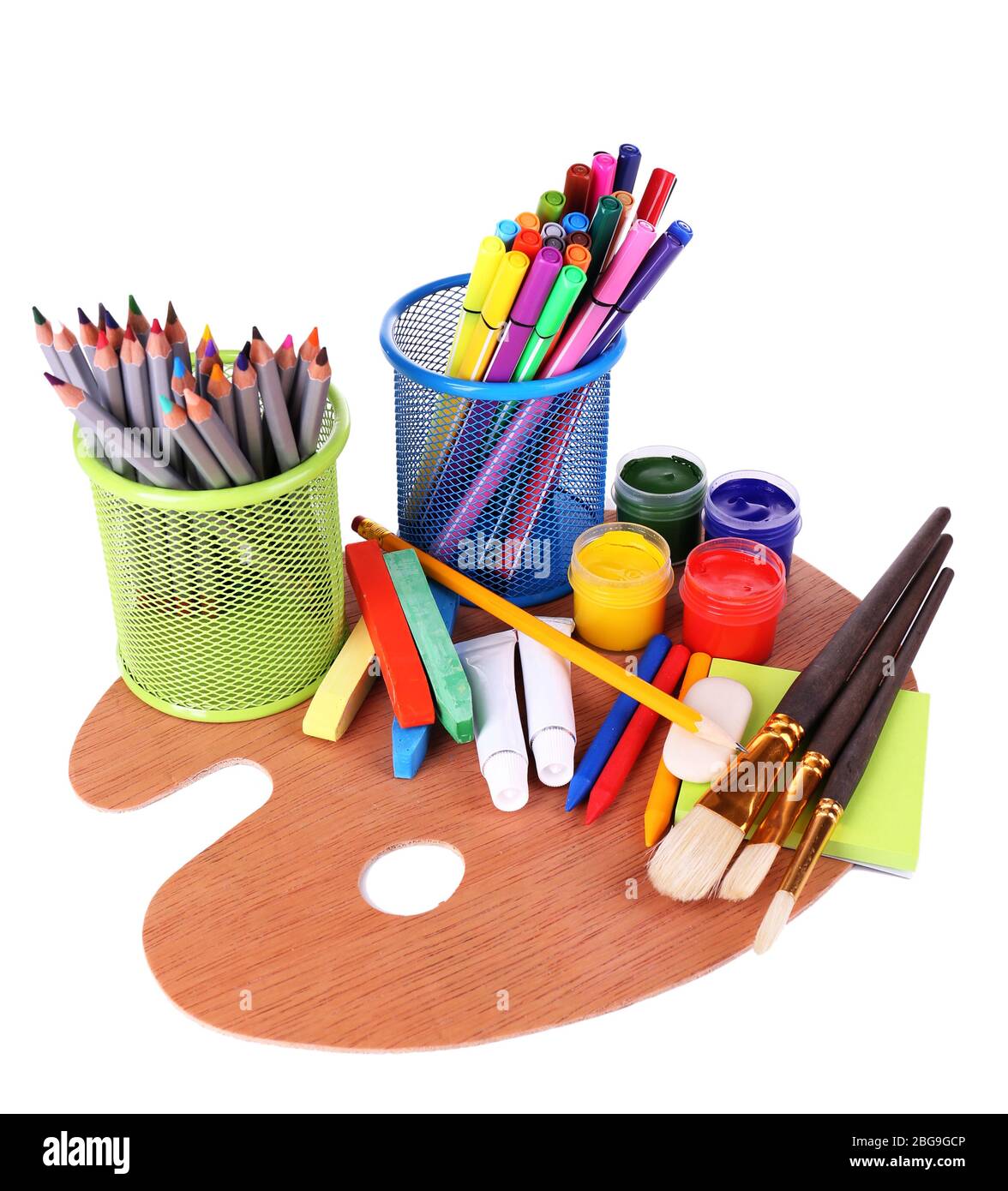 Composition of various creative tools isolated on white Stock Photo - Alamy