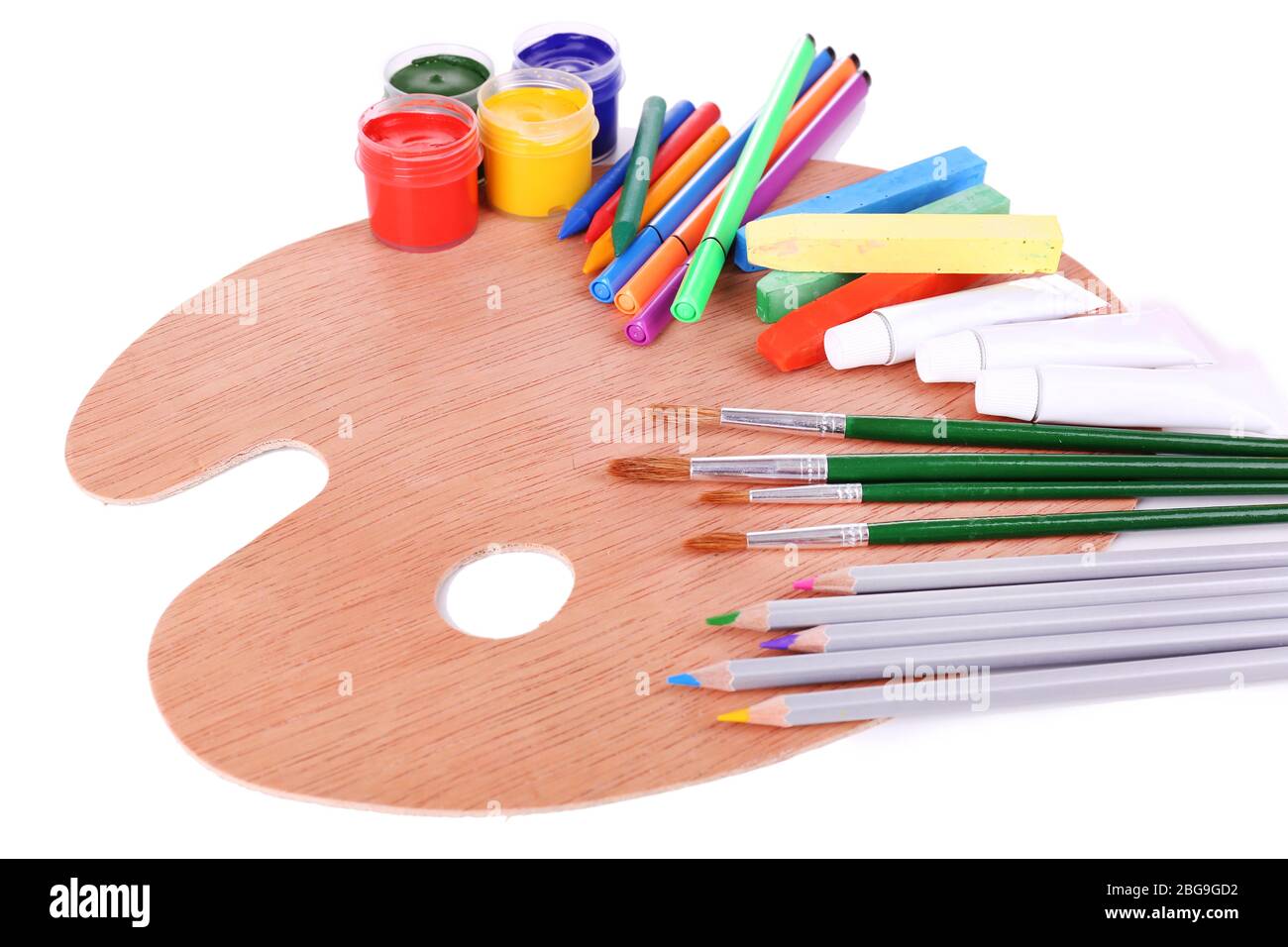 Composition of various creative tools isolated on white Stock Photo - Alamy