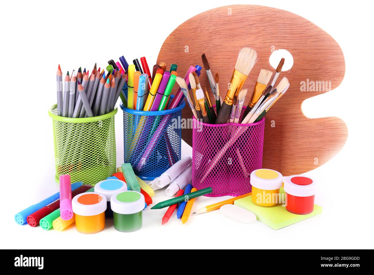 Composition of various creative tools isolated on white Stock Photo - Alamy