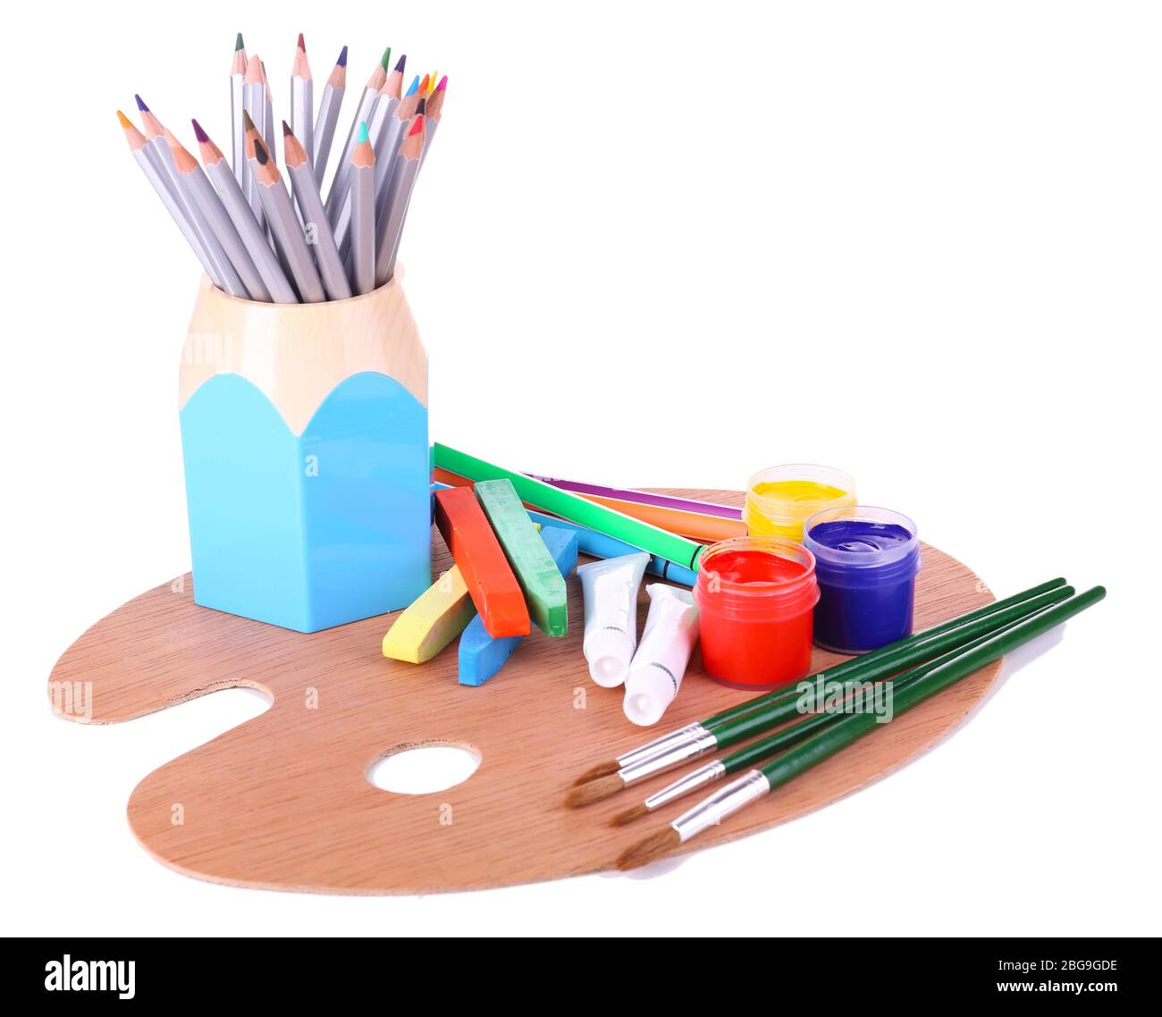 Composition of various creative tools isolated on white Stock Photo - Alamy