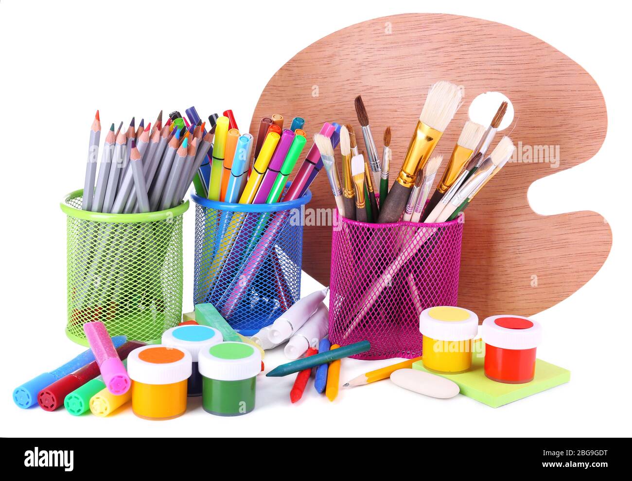 Composition of various creative tools isolated on white Stock Photo - Alamy