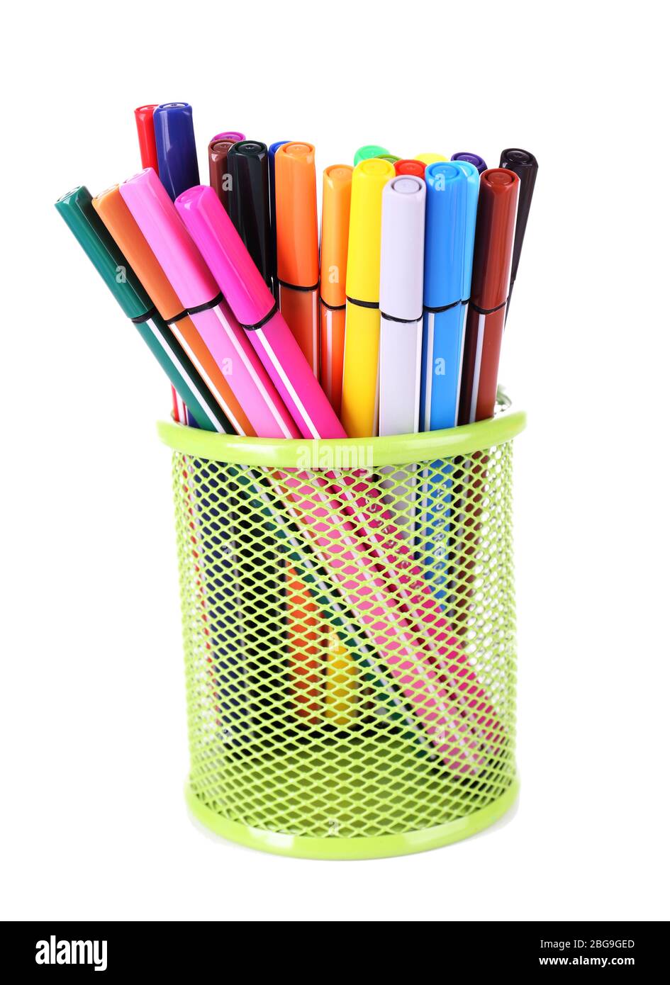 Felt-tip pen in stand isolated on white Stock Photo - Alamy