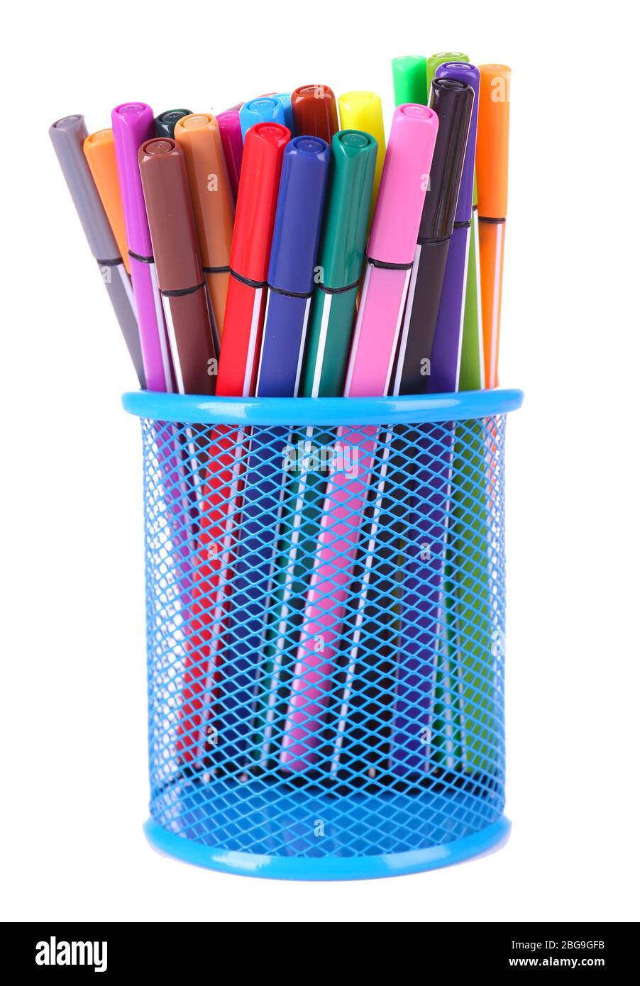 Felt-tip pen in stand isolated on white Stock Photo - Alamy