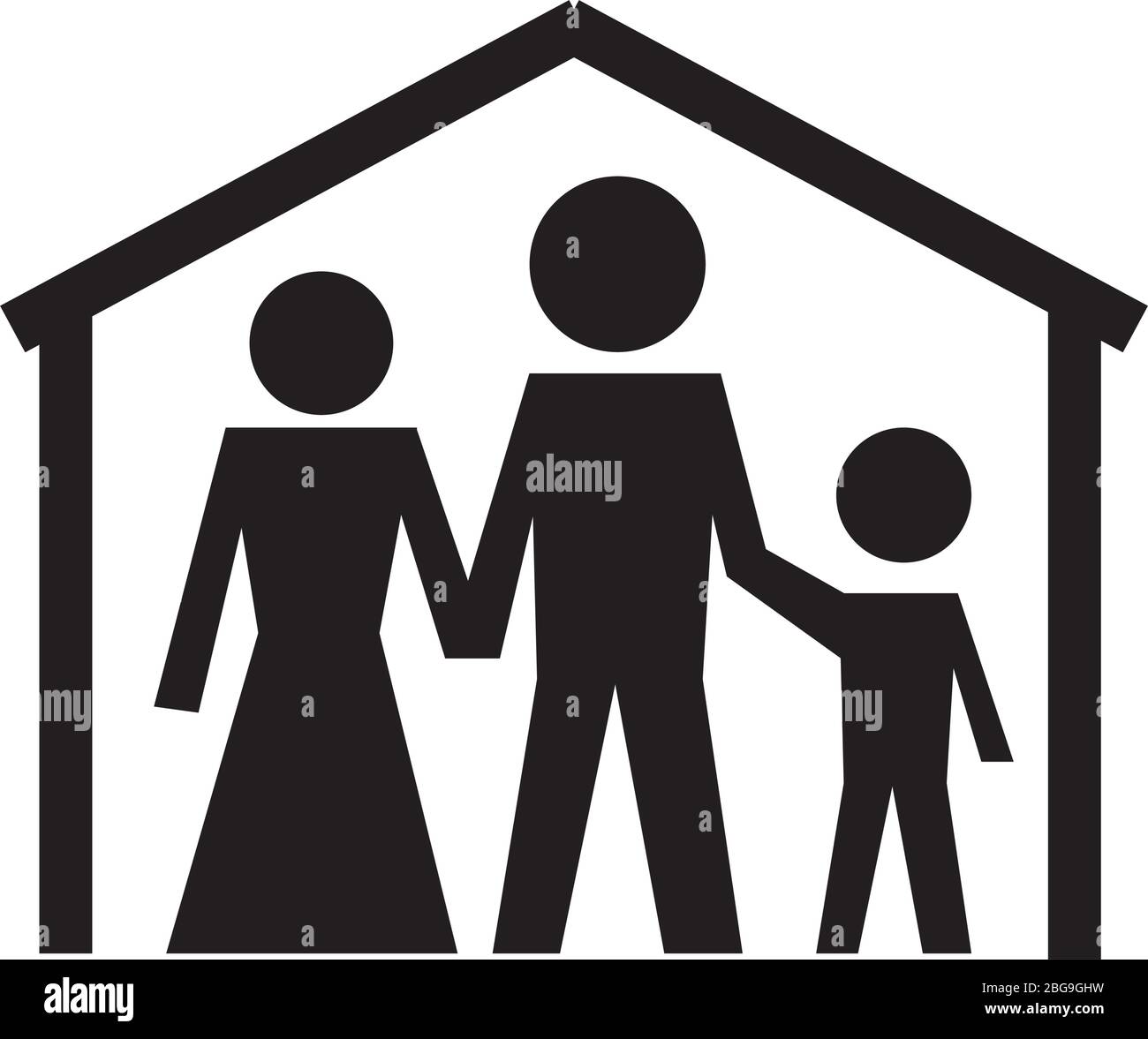 family figures stay at home health pictogram silhouette style Stock ...