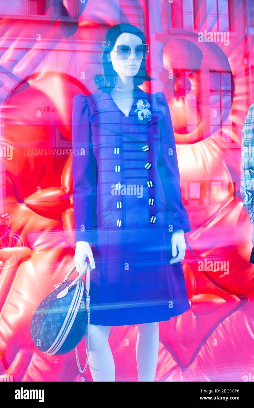 Geneva, Switzerland, March 2020: Louis Vuitton window store with ...