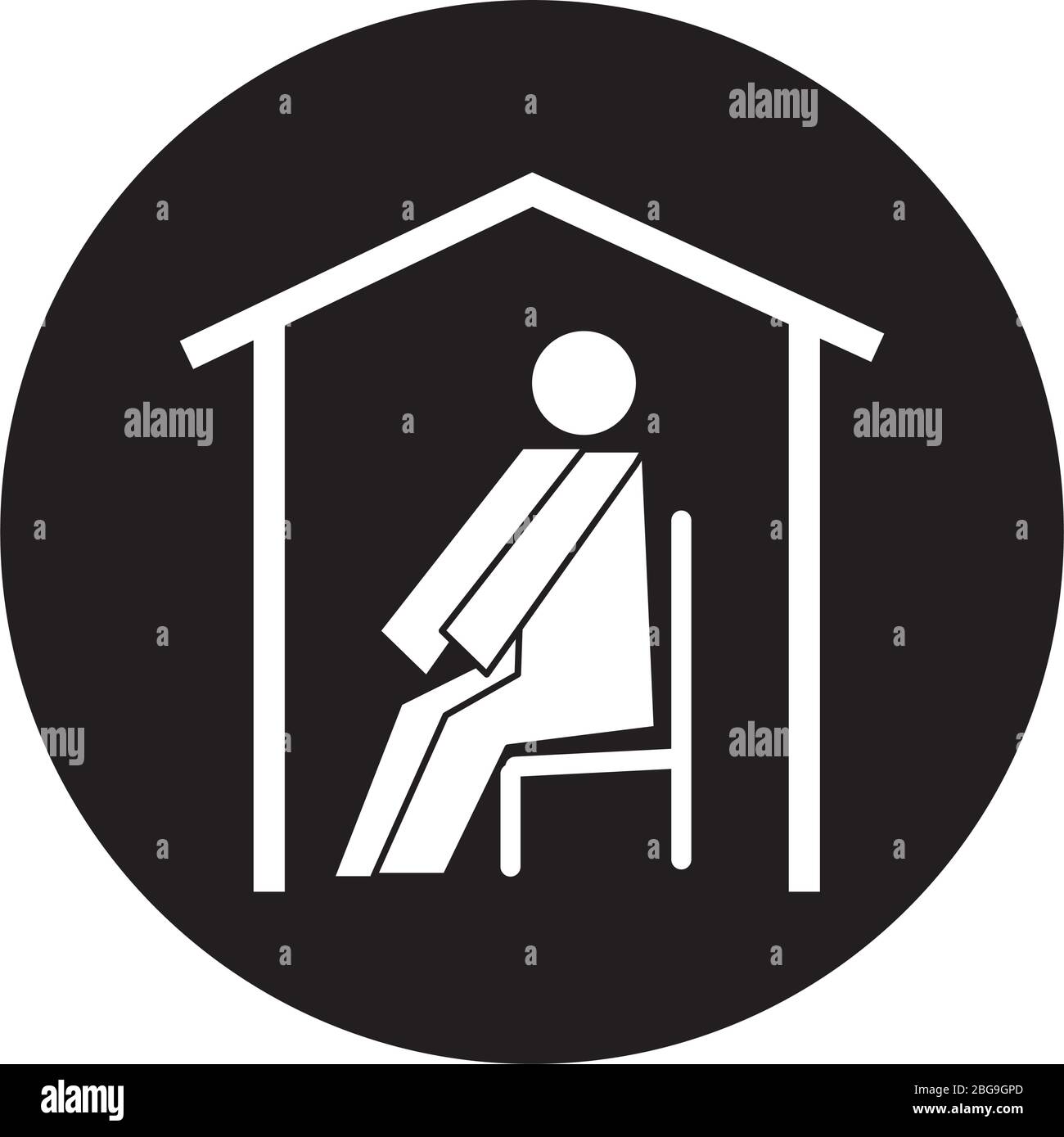 human figure stay at home health pictogram block style Stock Vector ...