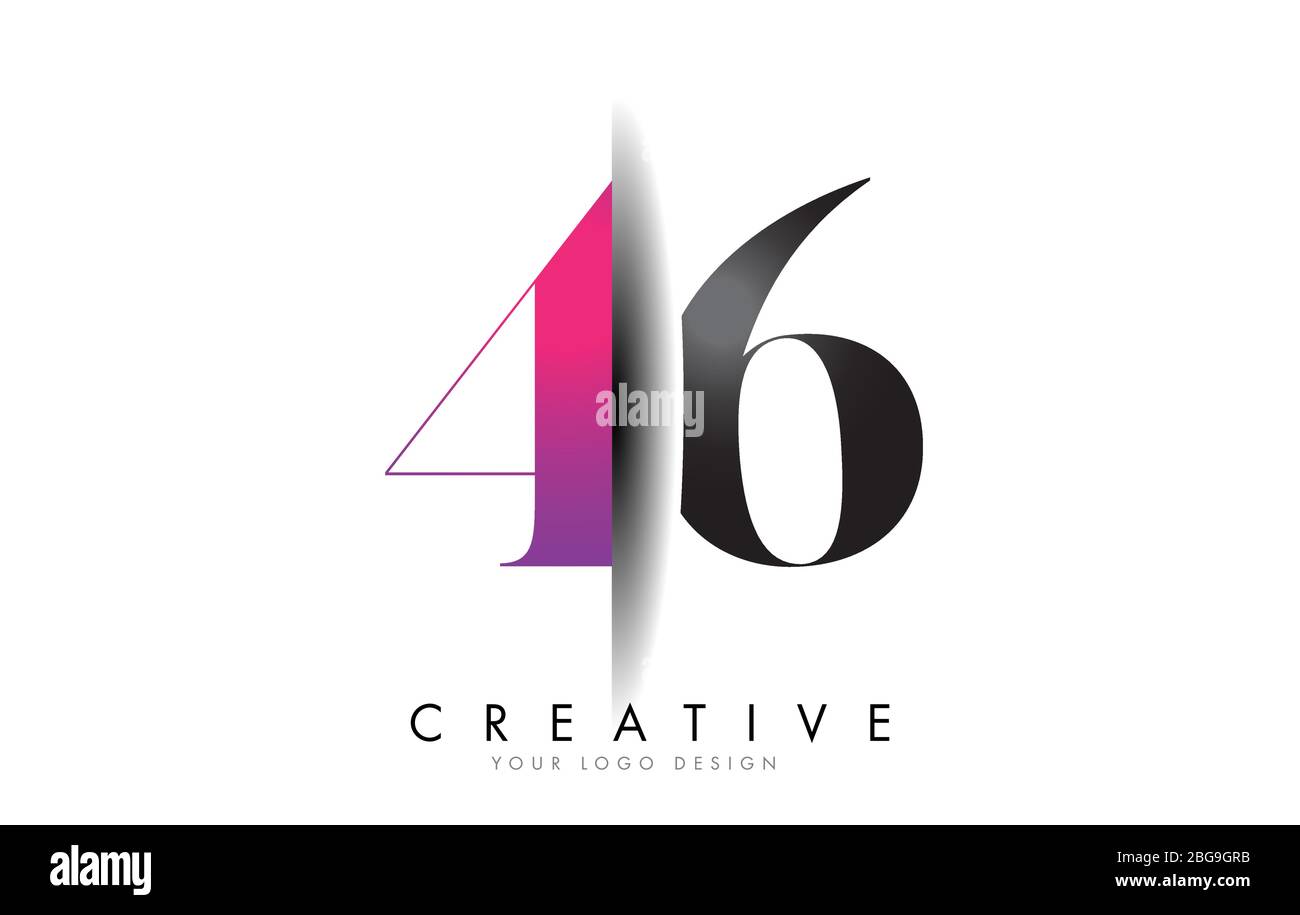 46 4 6 Grey and Pink Number Logo with Creative Shadow Cut Vector ...