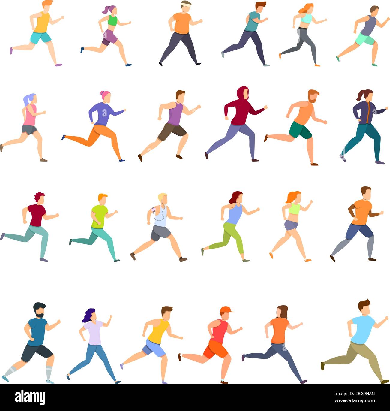 Running icons set. Cartoon set of running vector icons for web design ...