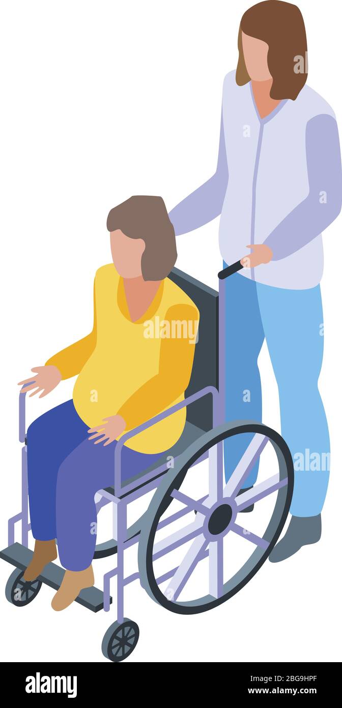 Caregiver wheelchair man icon, isometric style Stock Vector Image & Art ...