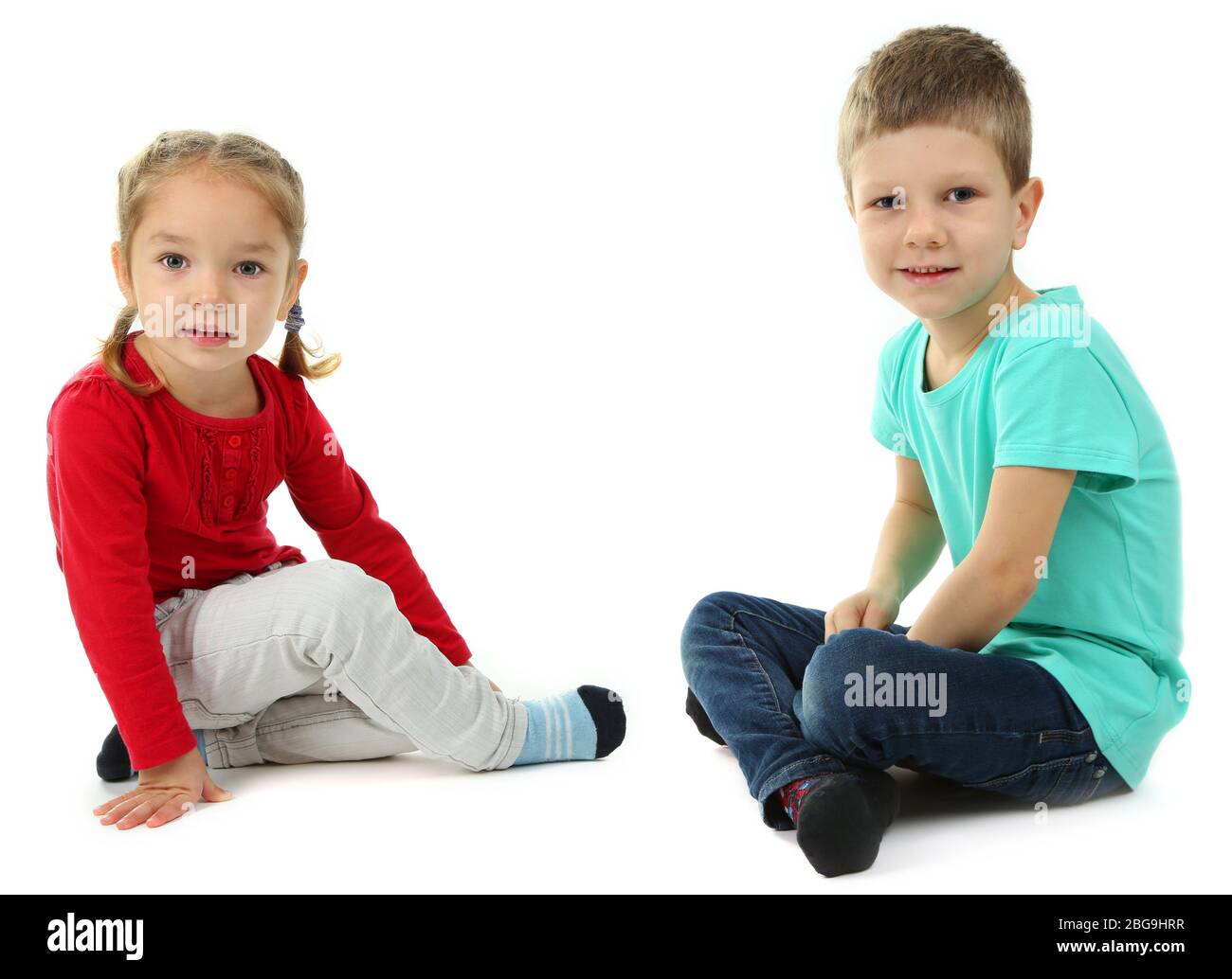 Little children isolated on white Stock Photo - Alamy