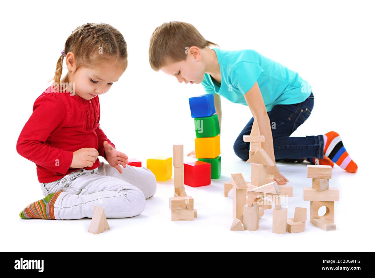 Little children isolated on white Stock Photo - Alamy