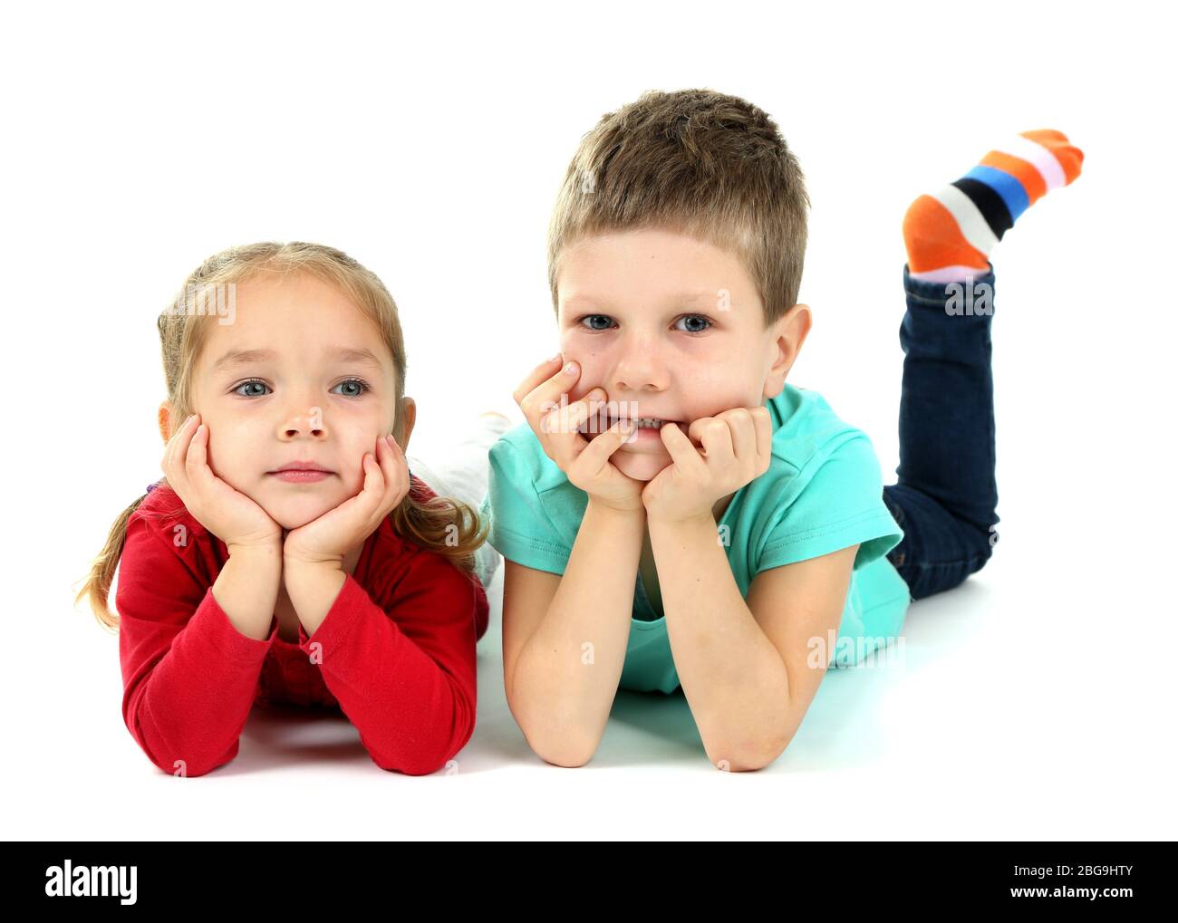 Little children isolated on white Stock Photo - Alamy