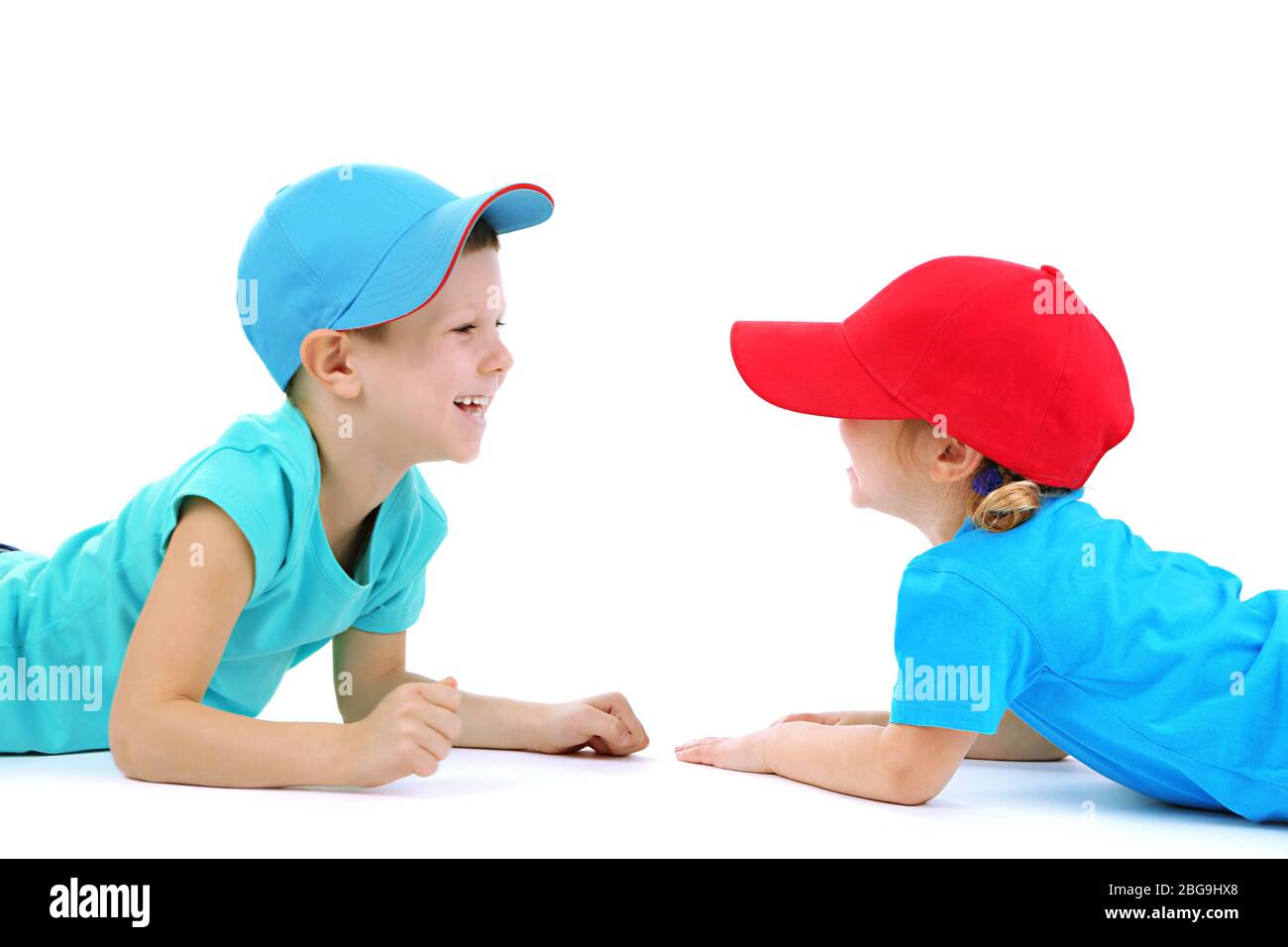 Little children isolated on white Stock Photo - Alamy