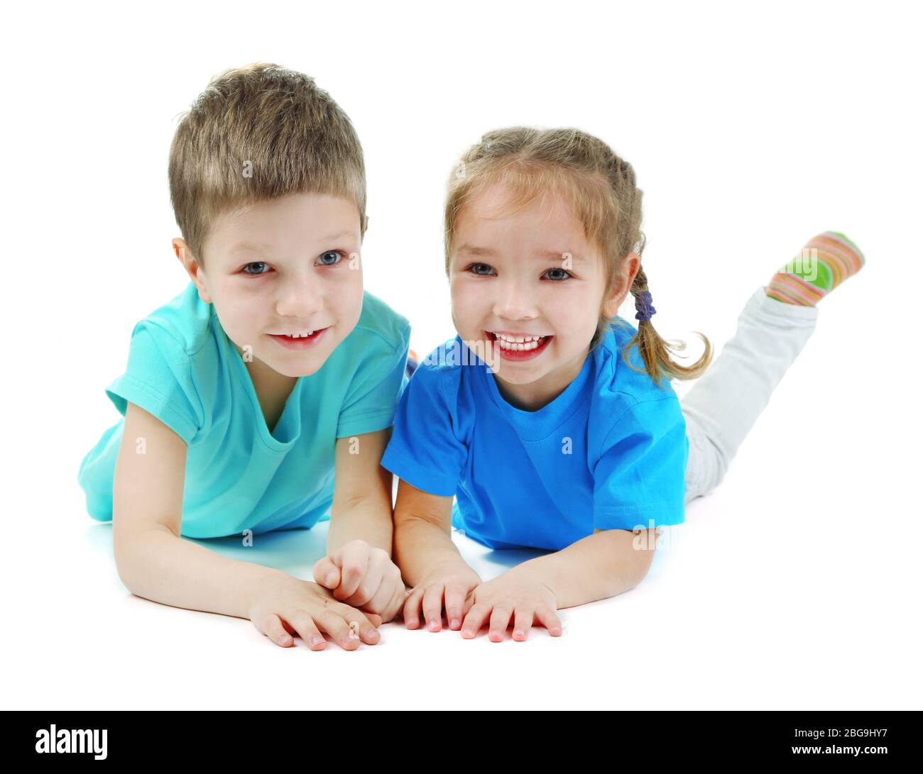 Little children isolated on white Stock Photo - Alamy