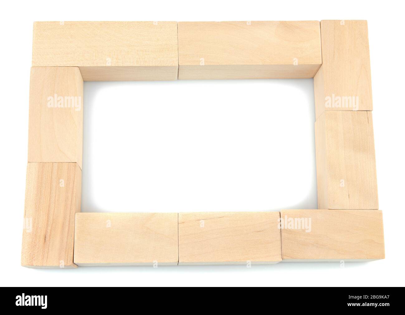Wooden toy blocks isolated on white Stock Photo - Alamy