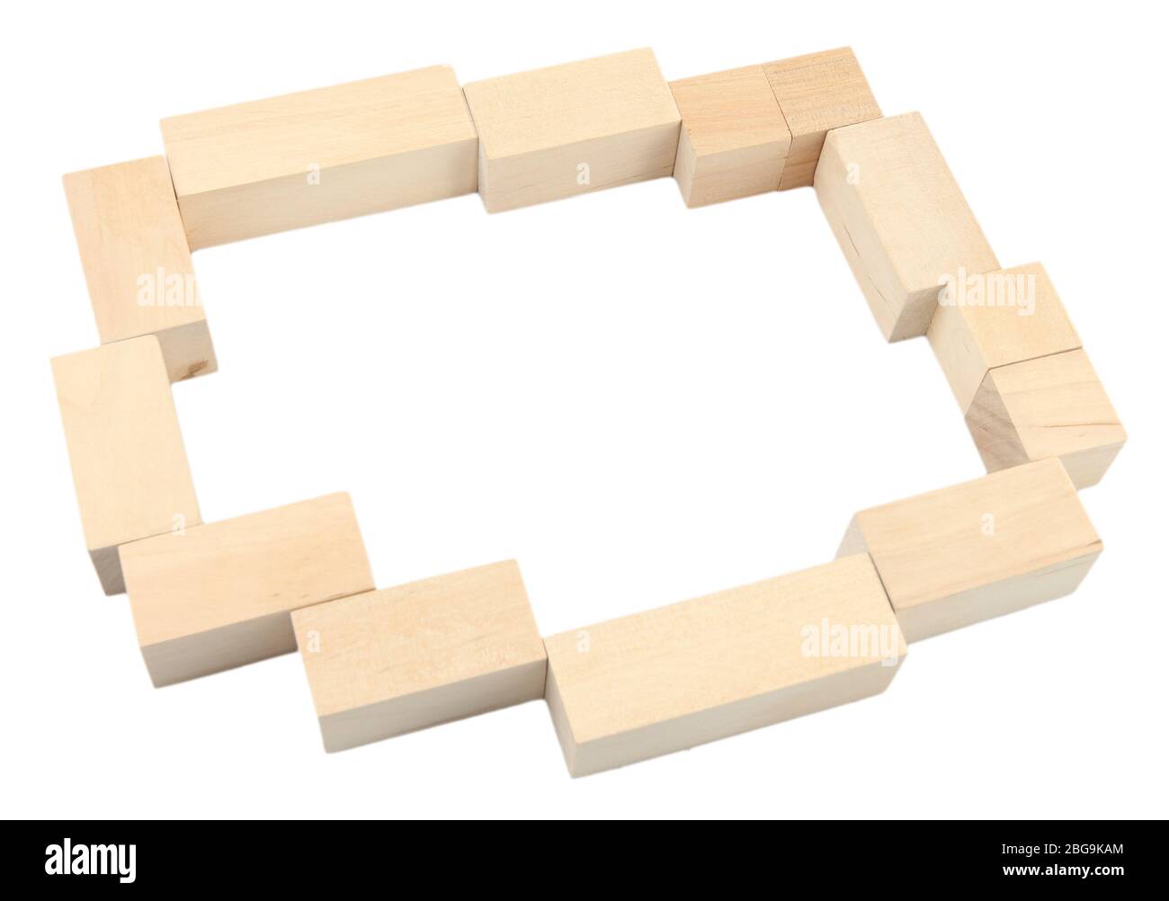 Wooden toy blocks isolated on white Stock Photo - Alamy