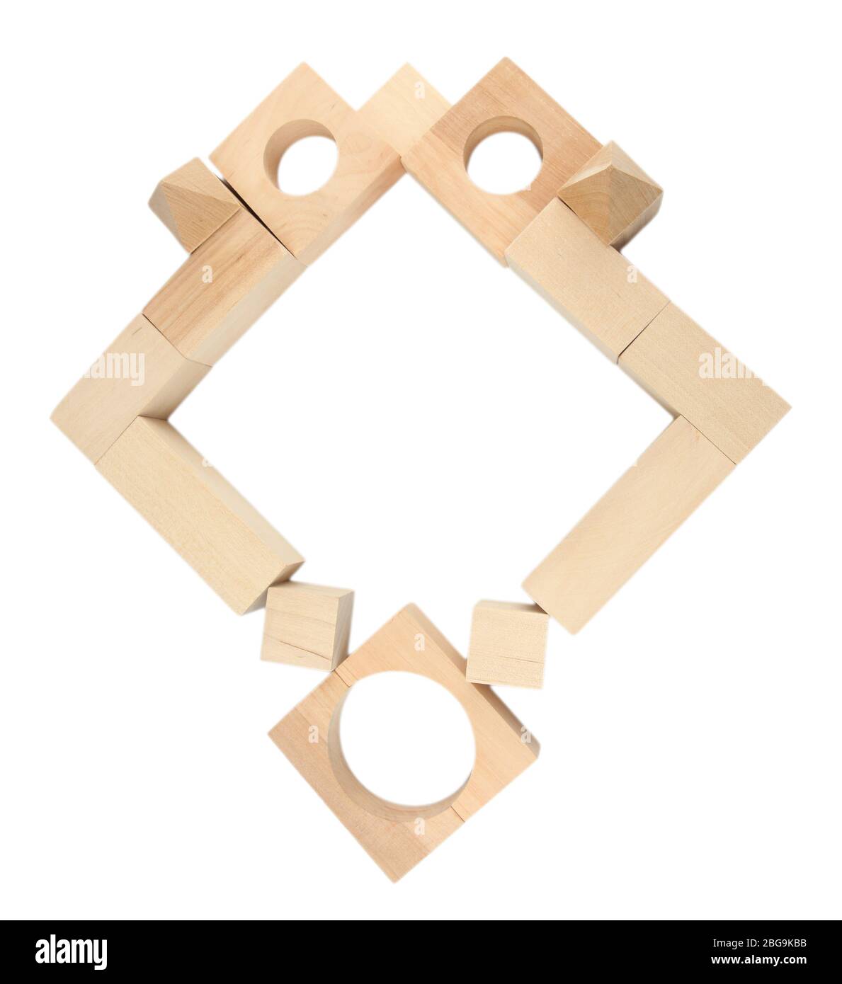 Wooden toy blocks isolated on white Stock Photo - Alamy