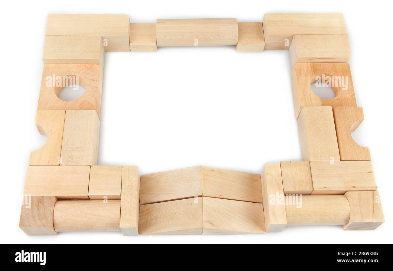 Wooden toy blocks isolated on white Stock Photo - Alamy