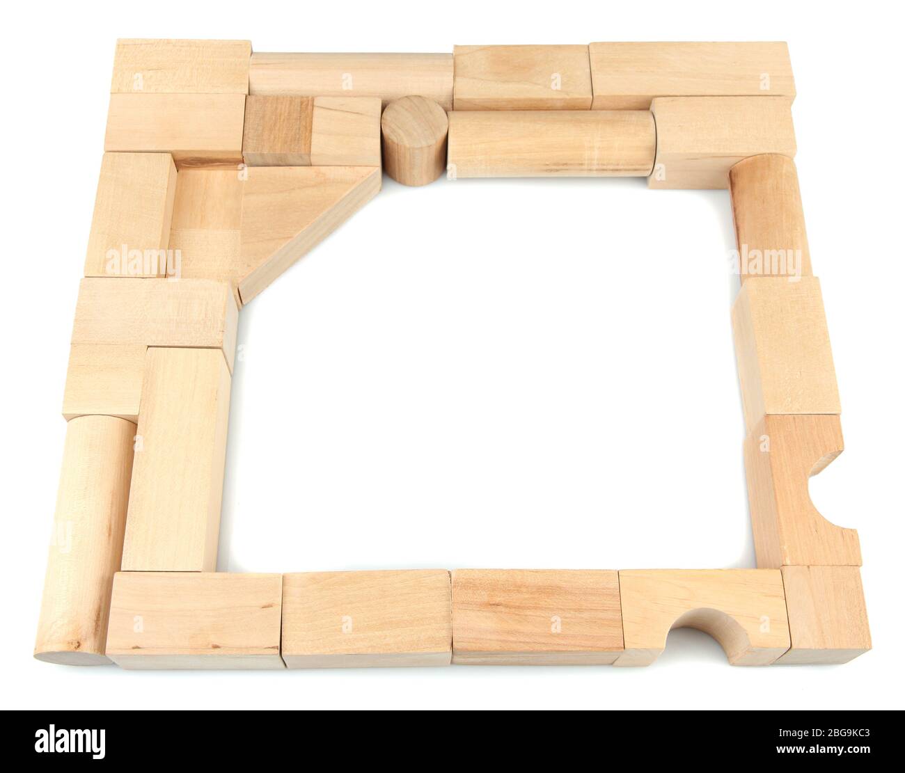 Wooden toy blocks isolated on white Stock Photo - Alamy