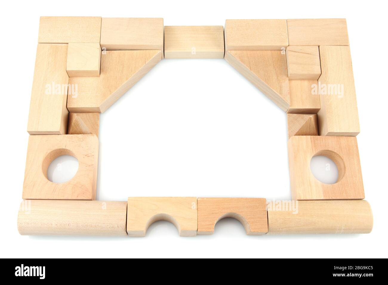 Wooden toy blocks isolated on white Stock Photo - Alamy