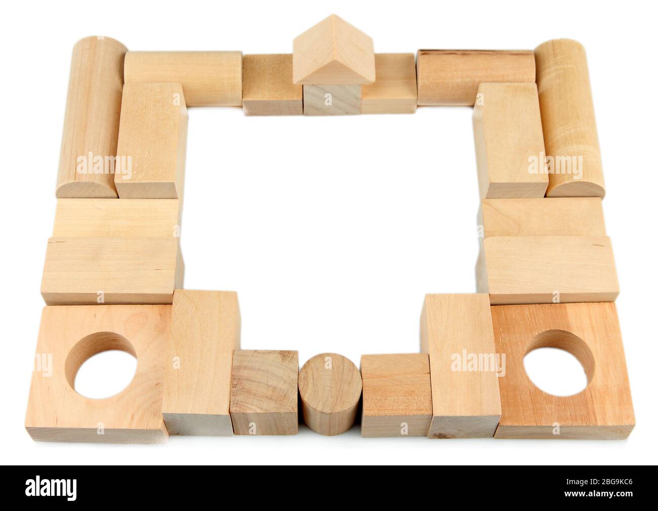 Wooden toy blocks isolated on white Stock Photo - Alamy