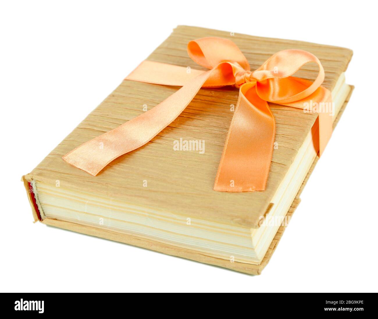 Book wrapped with color ribbon, isolated on white Stock Photo - Alamy