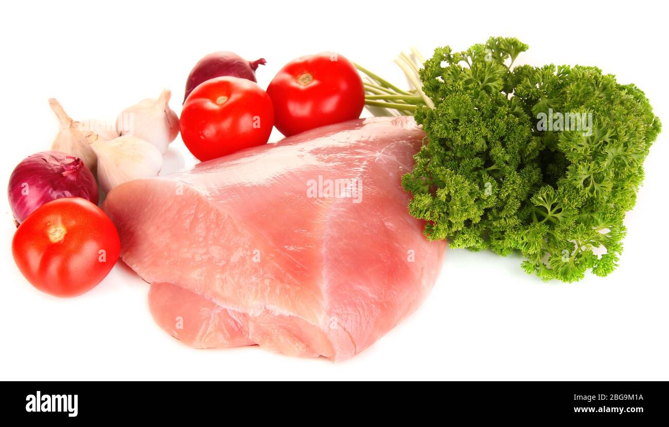 Raw turkey meat isolated on white Stock Photo - Alamy