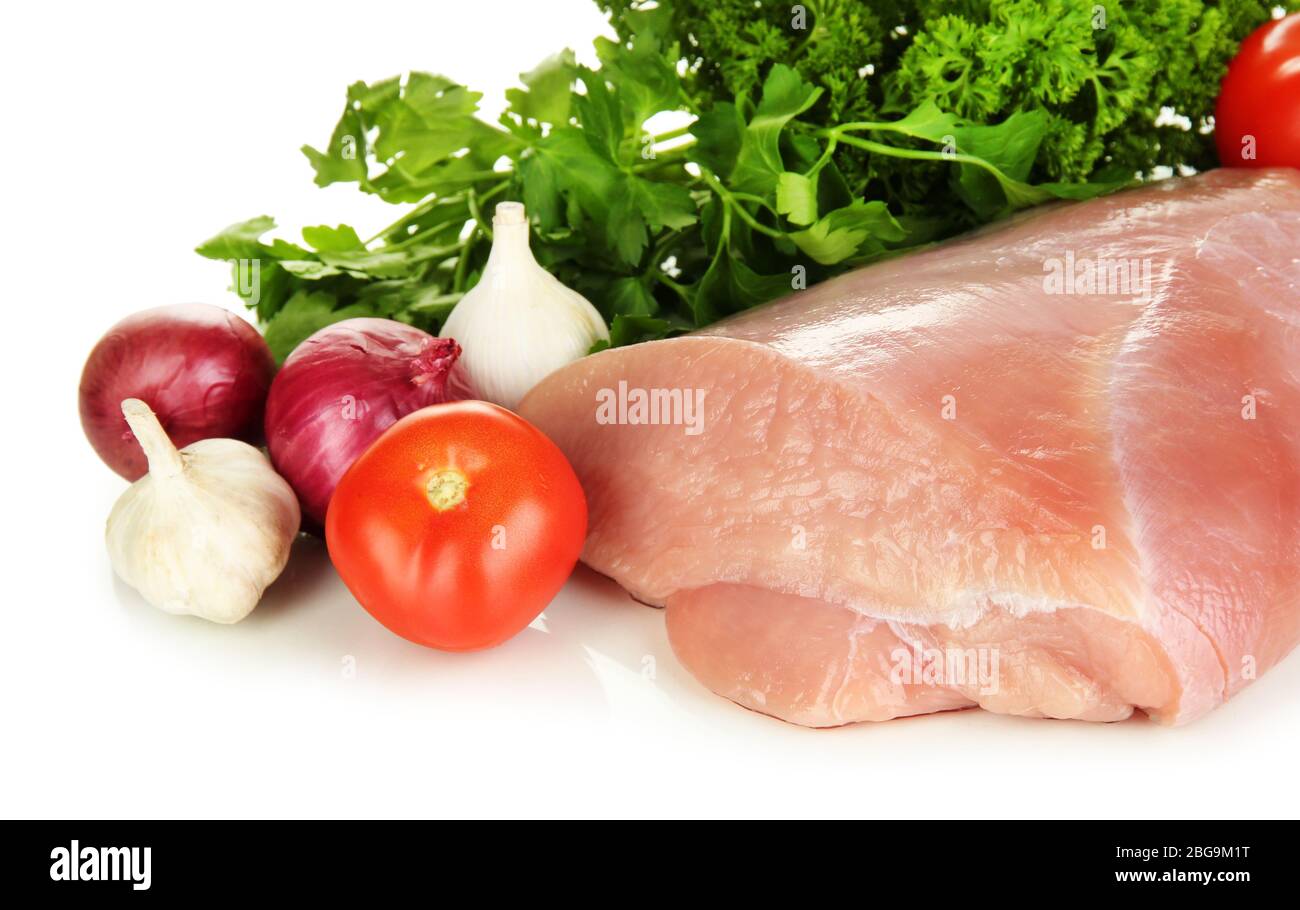 Raw turkey meat isolated on white Stock Photo - Alamy
