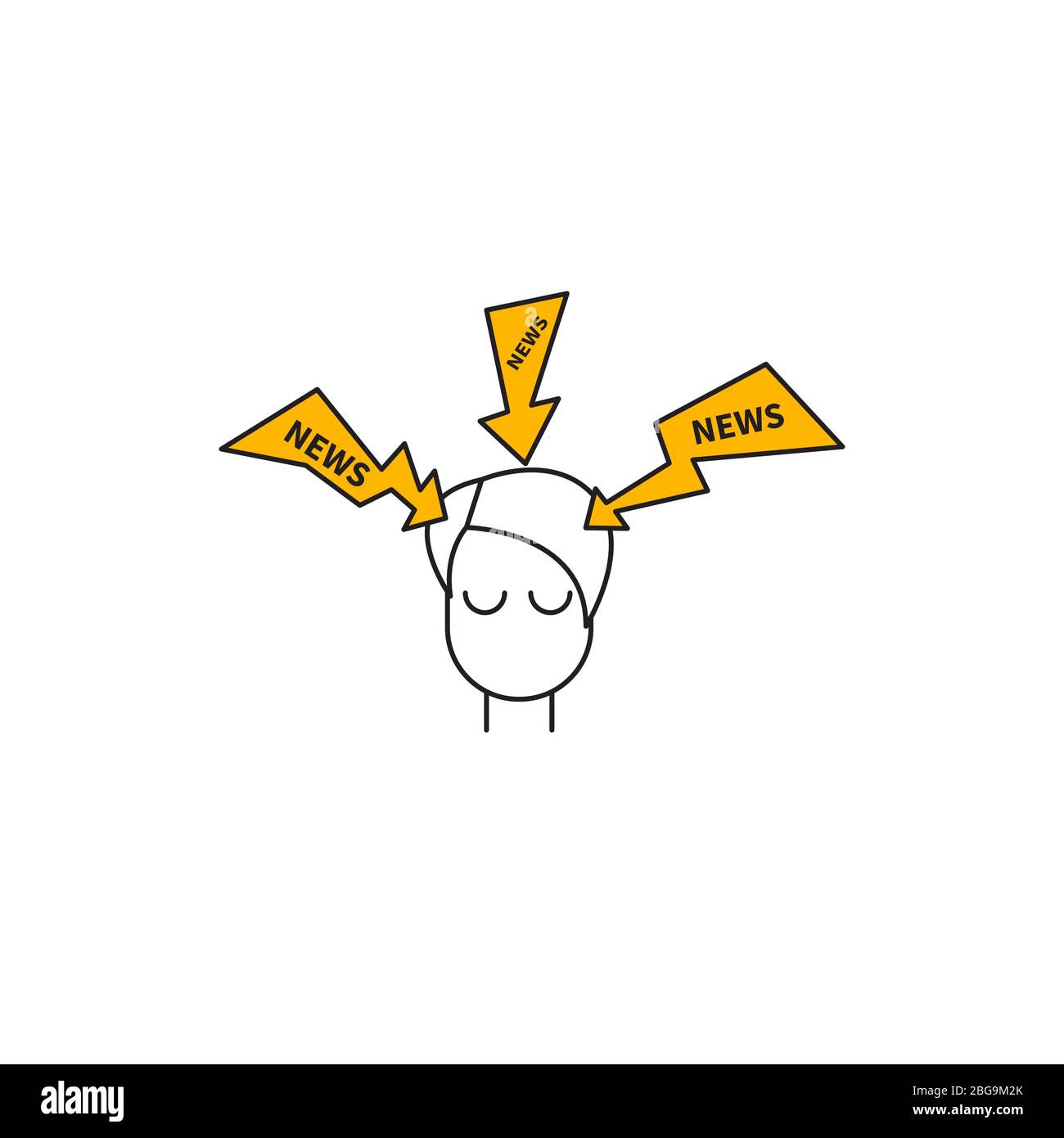 News attack on person, influence of media, anxiety, vector metaphor ...