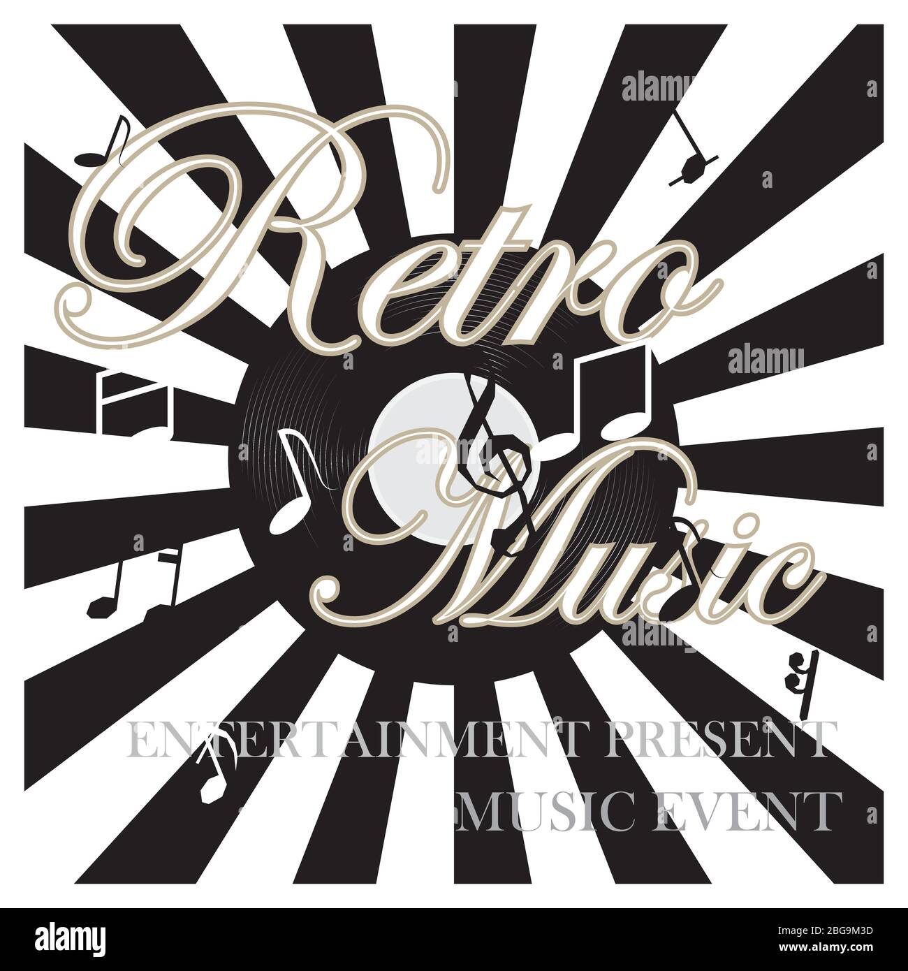 Music retro vintage poster, design for background, vector illustration ...