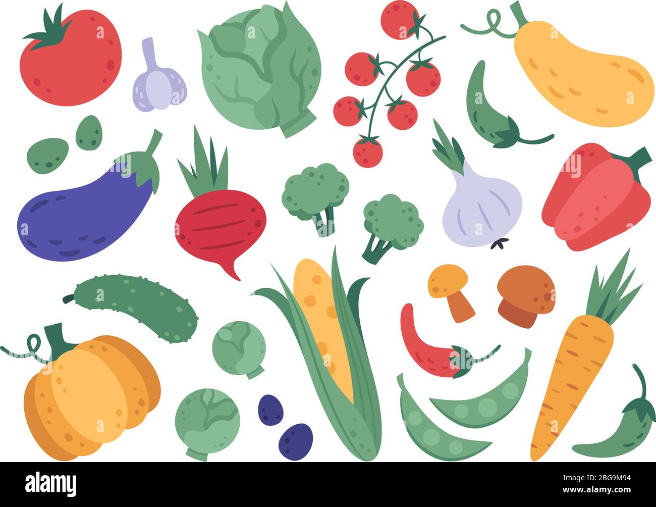 Hand drawn vegetables. Farm veggies, cartoon natural products, fresh ...
