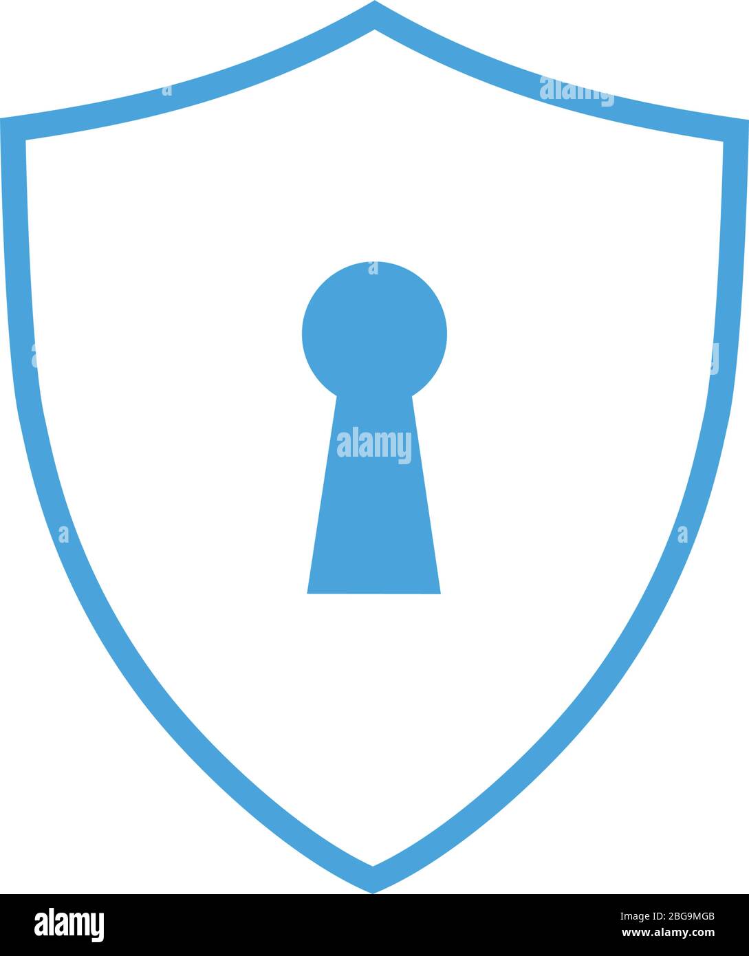 Blue Shield with keyhole. Defense sign Protection concept. Safety badge ...