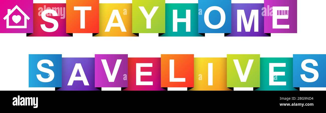 Stay home save lives paper banner. Vector eps 10 Stock Vector Image ...