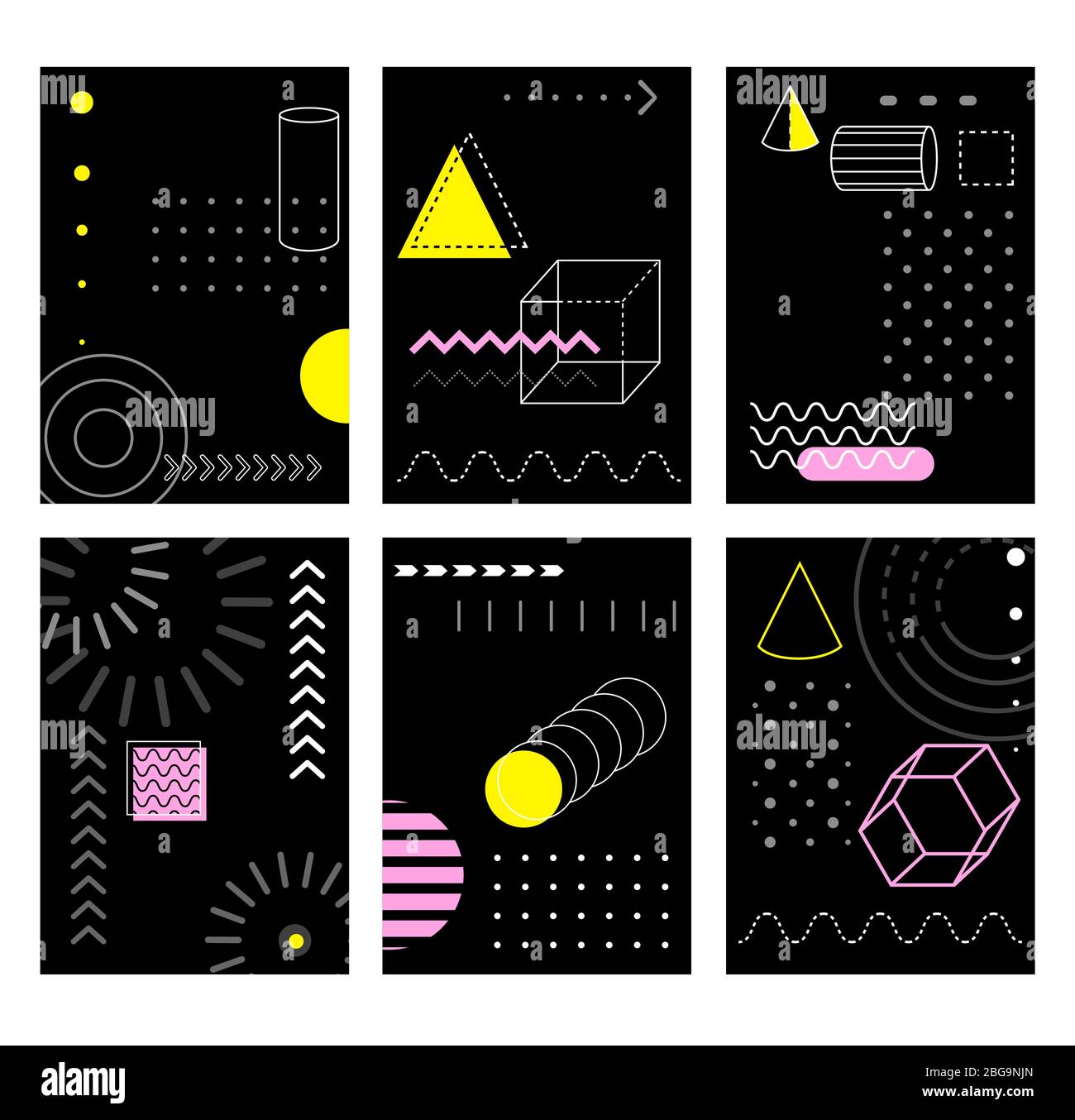 Set of A4 banner, background, flyer, placard with geometric shapes ...