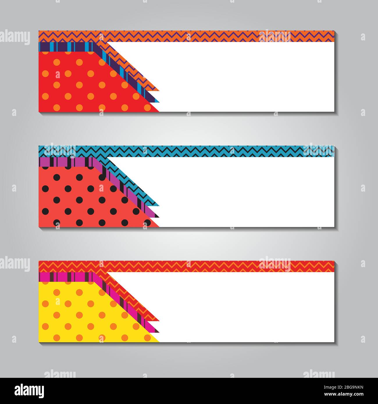 abstract horizontal banner design with dot and memphis striped ...