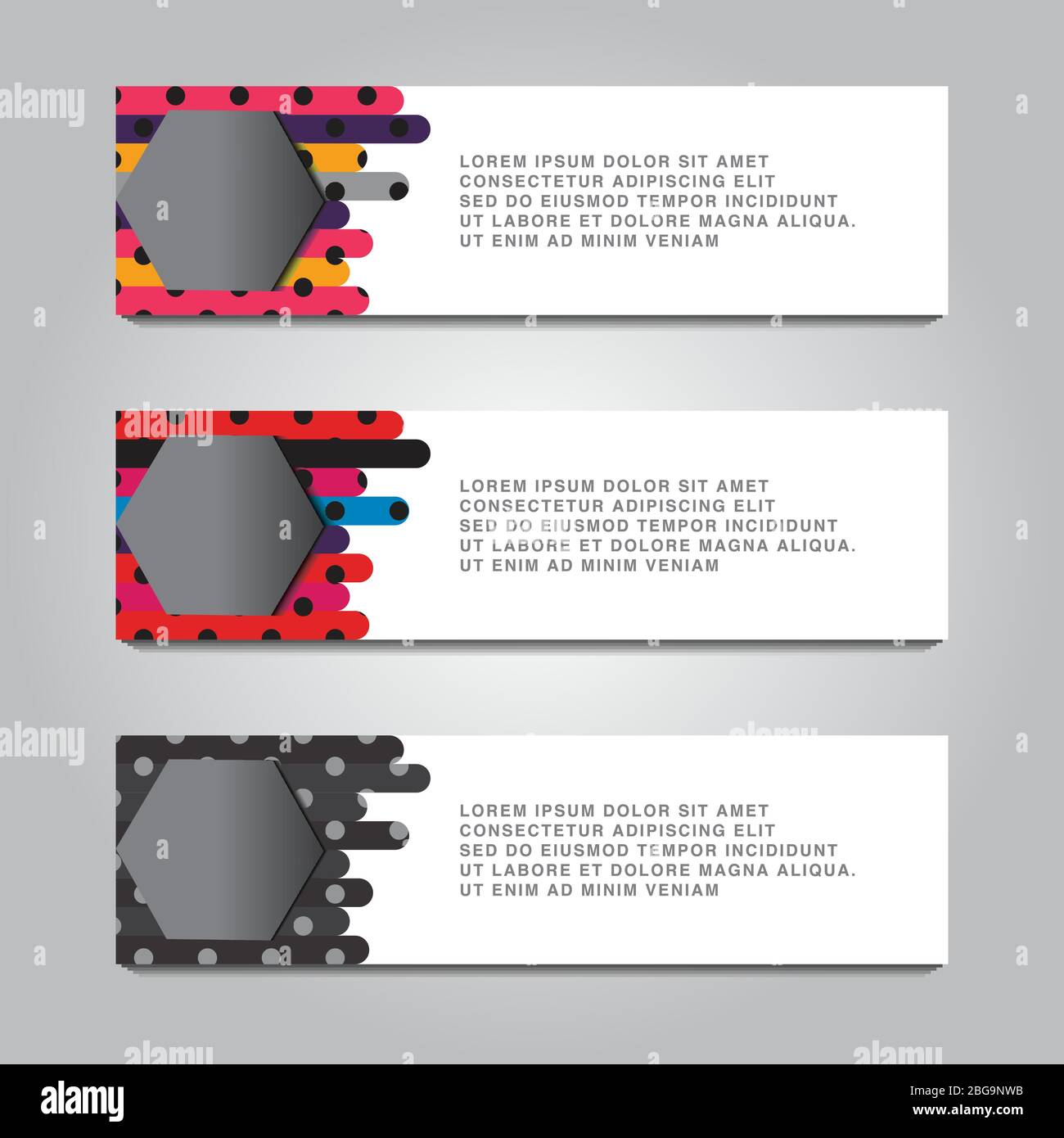 abstract horizontal banner design with dot and memphis striped ...