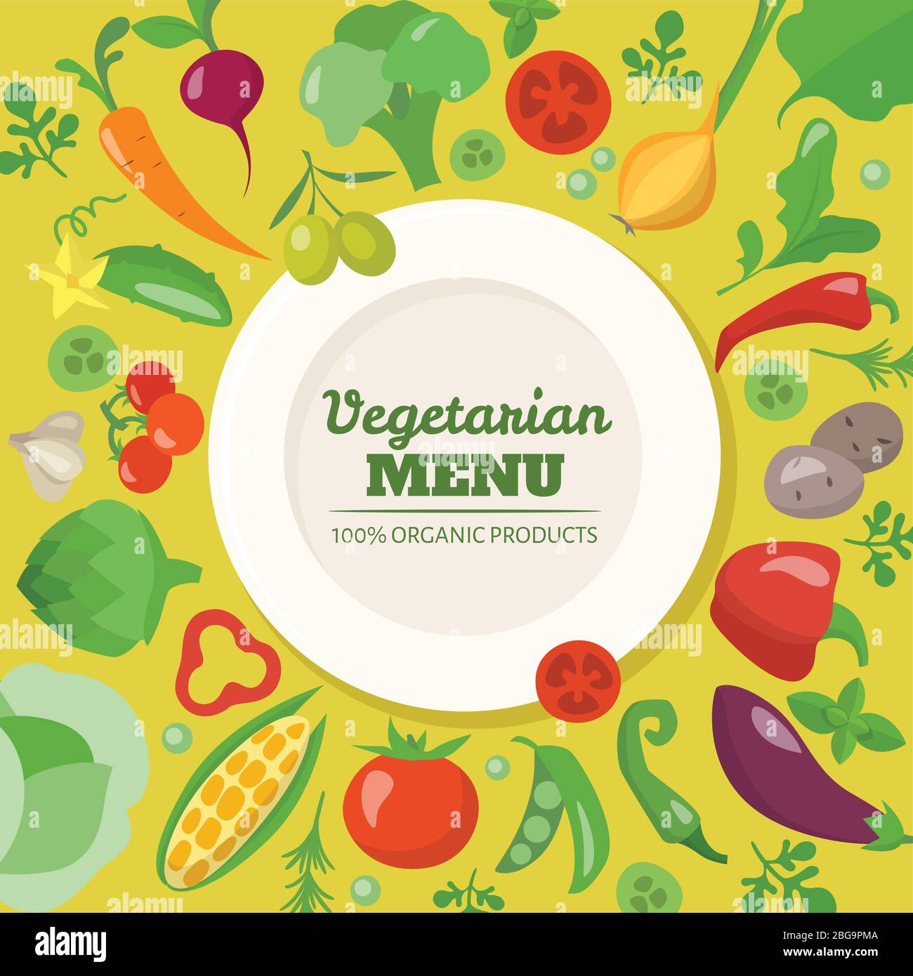 Vegetarian menu cover design with different vegetables and text Stock ...