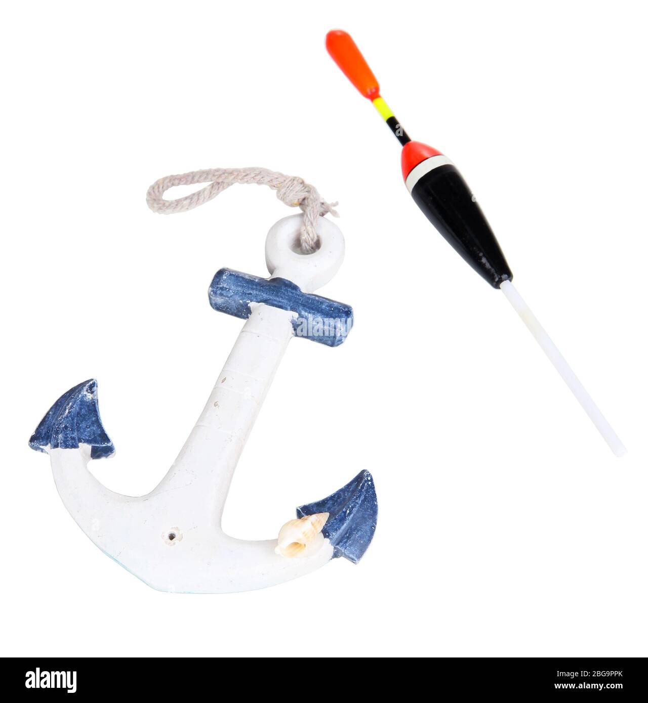 Fishing float with anchor isolated on white Stock Photo - Alamy