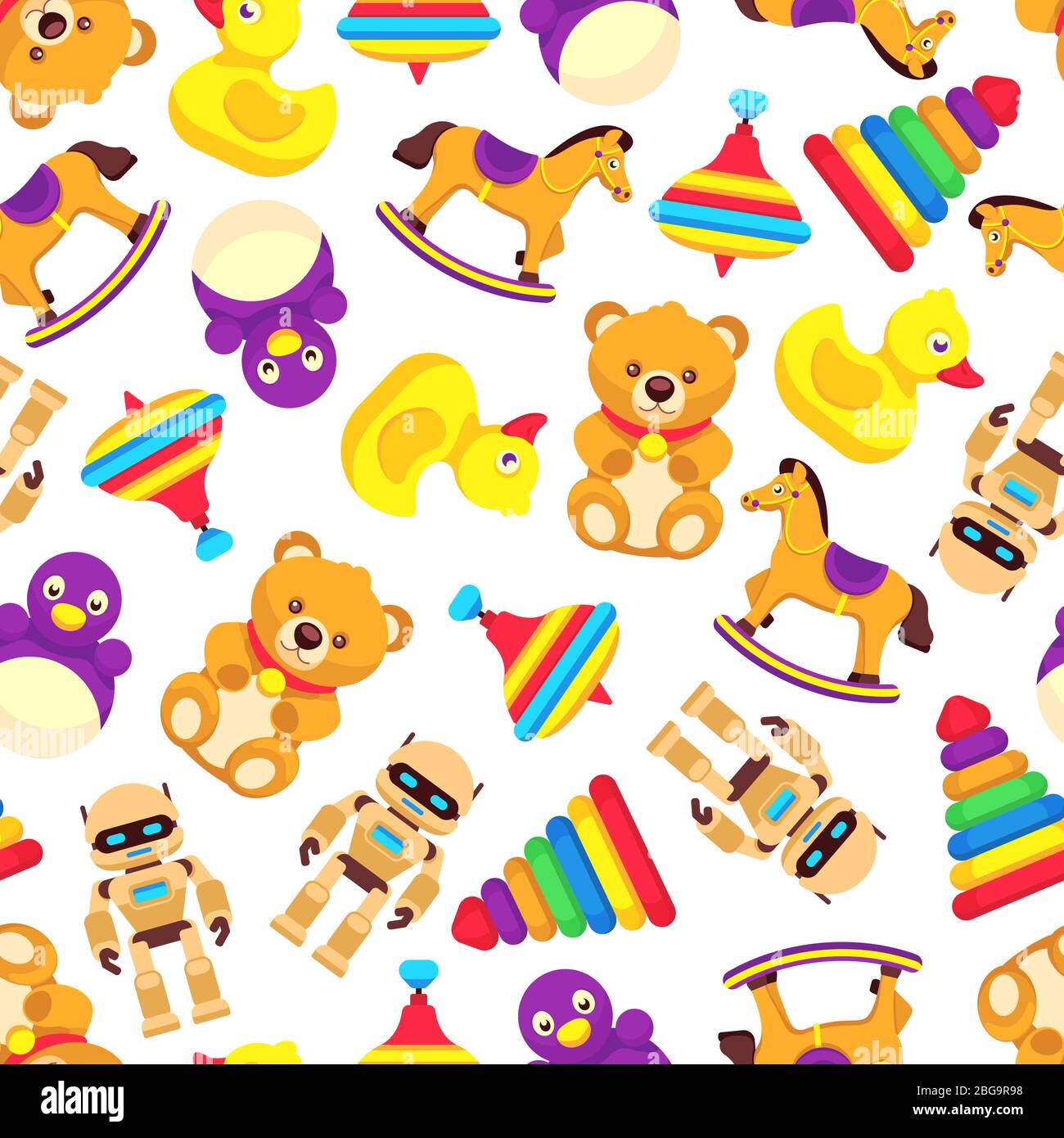 Popular baby toys seamless pattern. Vector background toy kids pattern ...