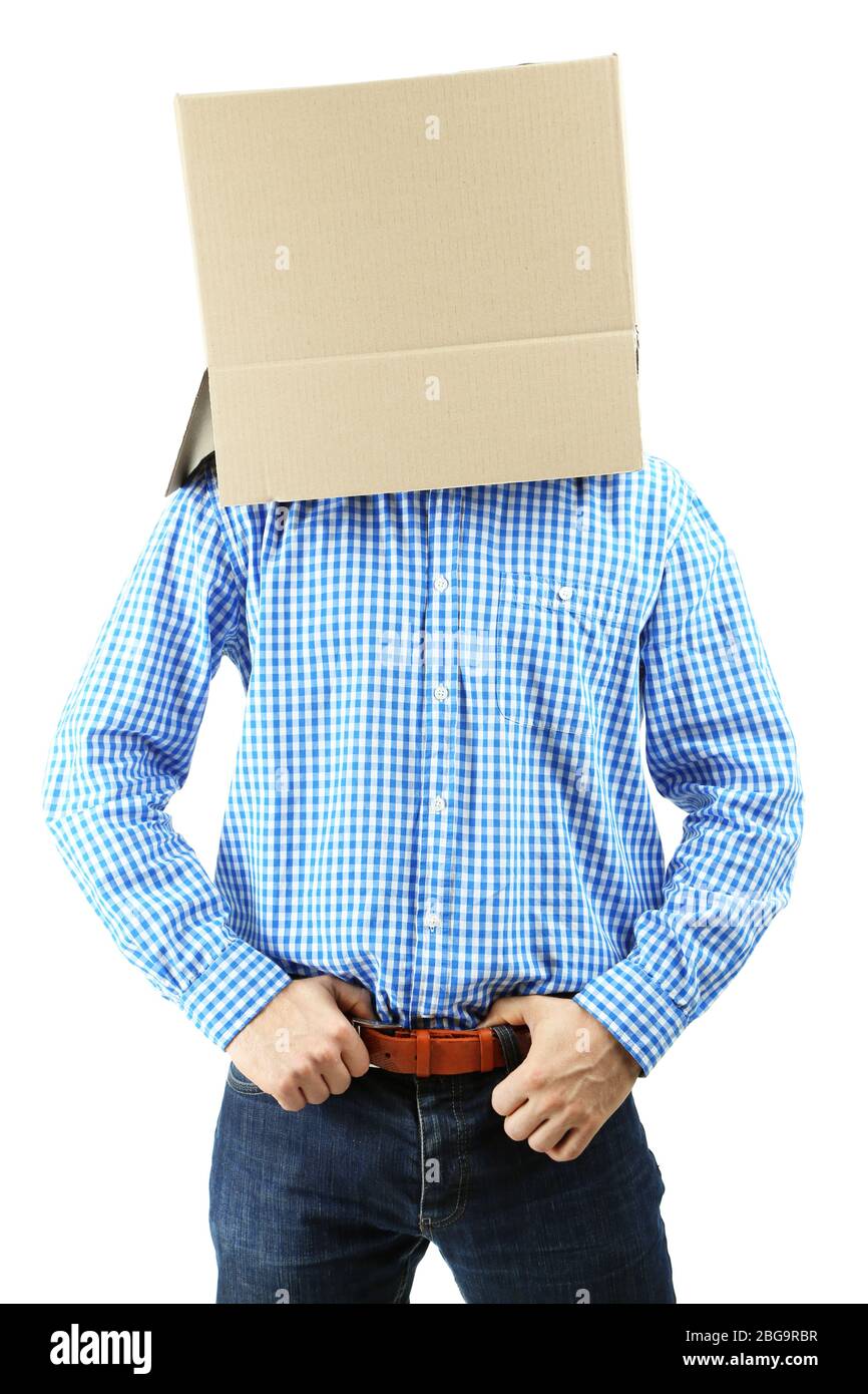 Man cardboard box on head Cut Out Stock Images & Pictures - Alamy
