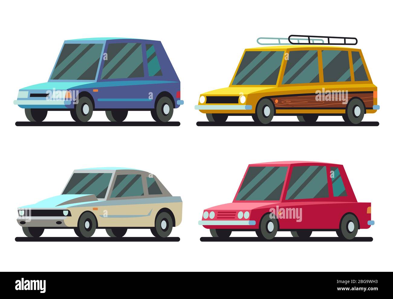 Cool cartoon sports and travel cars vector set. Transport car ...