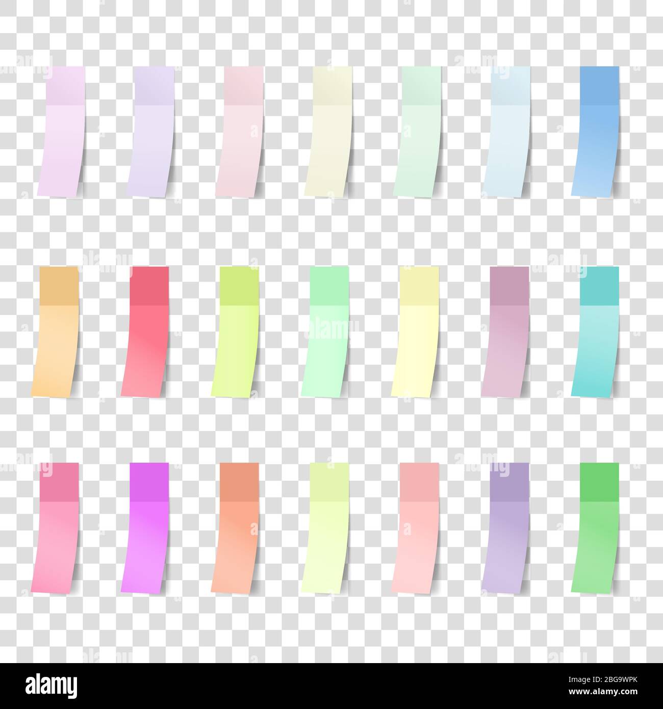 Post note stickers isolated on transparent background. Vector color ...