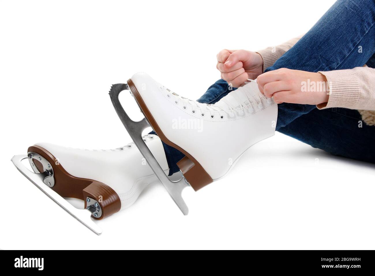 Skater wearing skates isolated on white Stock Photo - Alamy